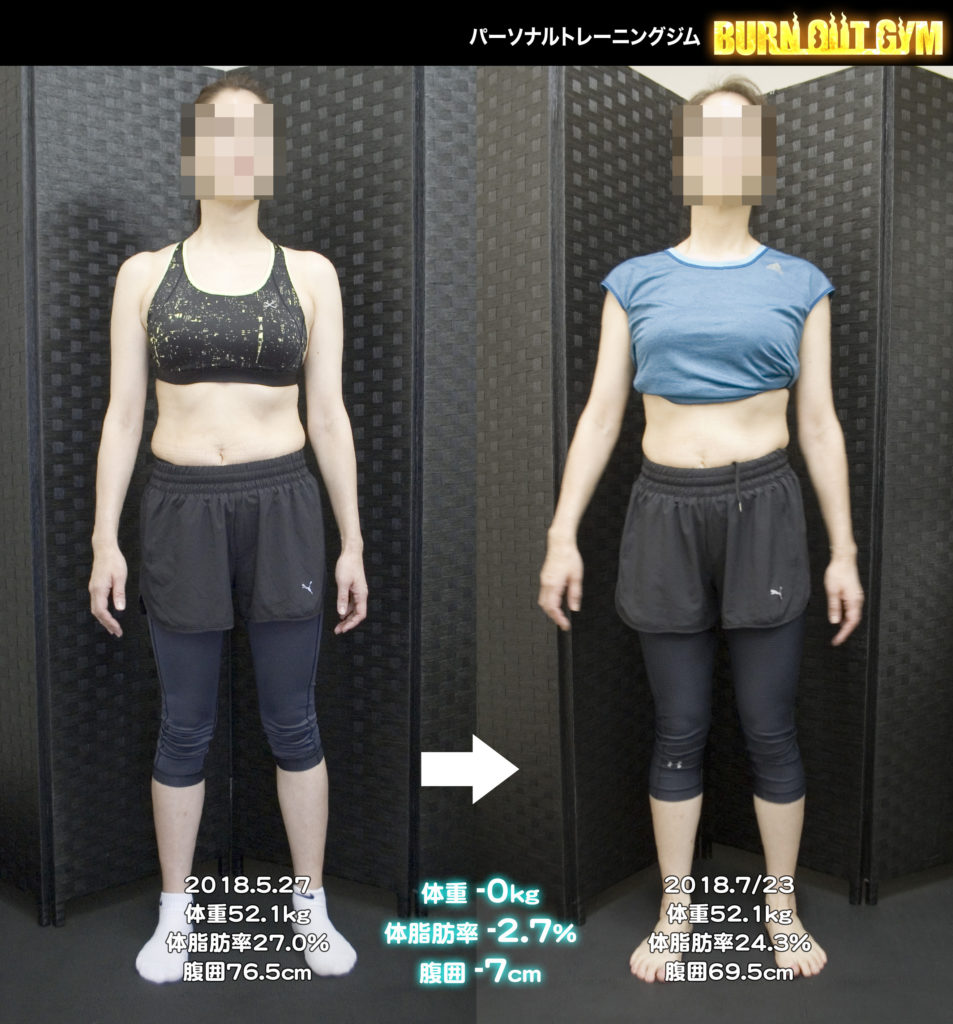 40代女性162cmの方の事例 | パーソナルトレーニング・ダイエットジム BURN OUT GYM（バーンアウトジム）