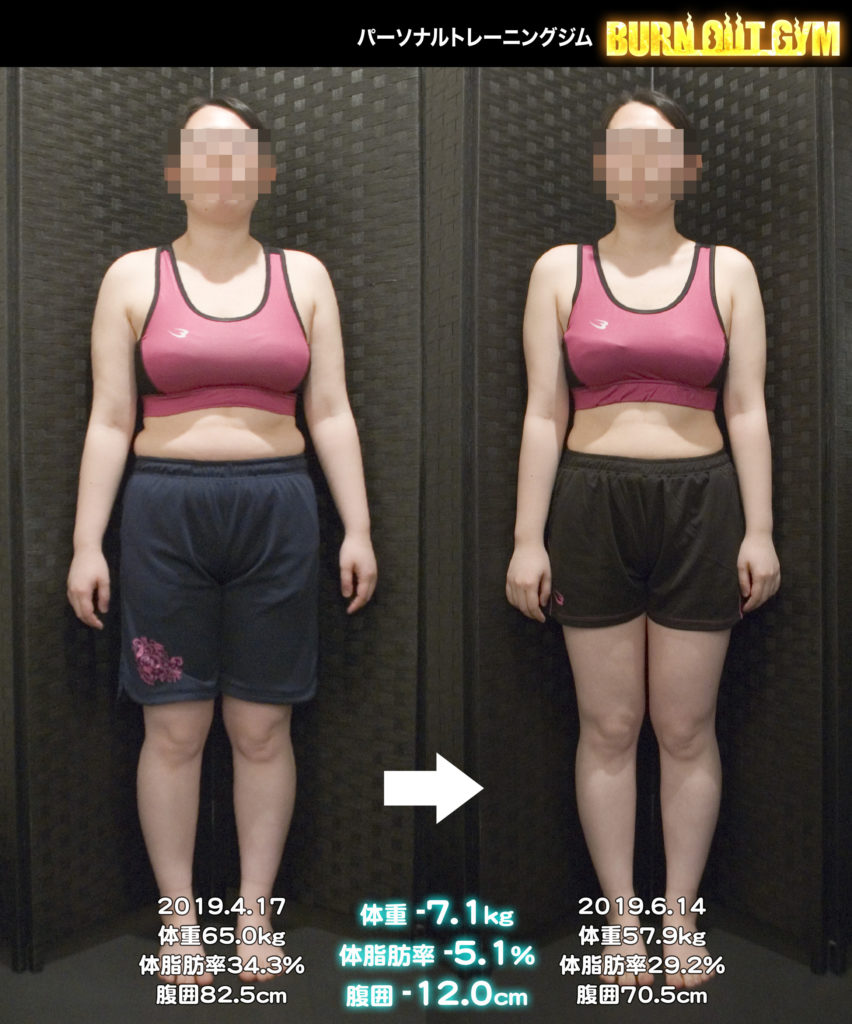20代女性身長150cm代の方のダイエット事例 | パーソナルトレーニング・ダイエットジム BURN OUT GYM（バーンアウトジム）