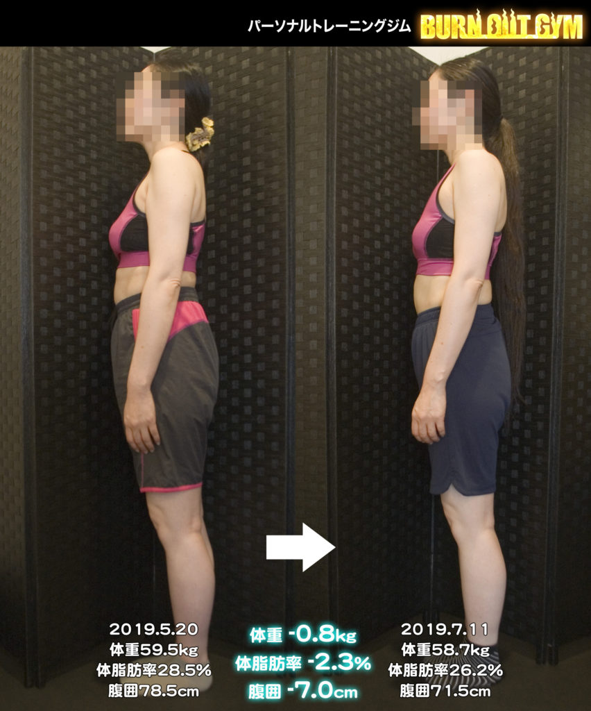 40代女性身長160cm代の方のダイエット事例 | パーソナルトレーニング・ダイエットジム BURN OUT GYM（バーンアウトジム）